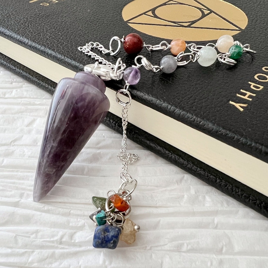 Amethyst Pendulum | Teardrop Amethyst Crystal Pendulum W/chakra Chain ...