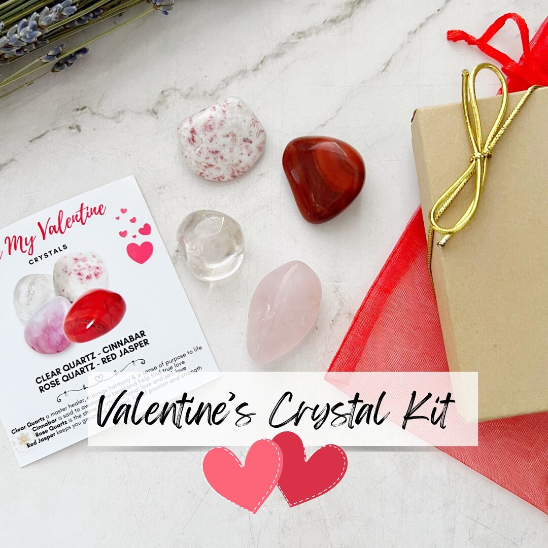 Valentine's Day Crystal Kit Set of 4 Tumbled Stones for Your Valentine ...