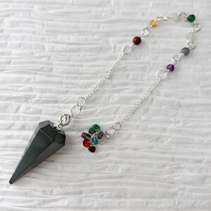 Hematite Pendulum | Hexagonal 6 Sided Hematite Crystal Pendulum W/chakra Chain | Hematite ...