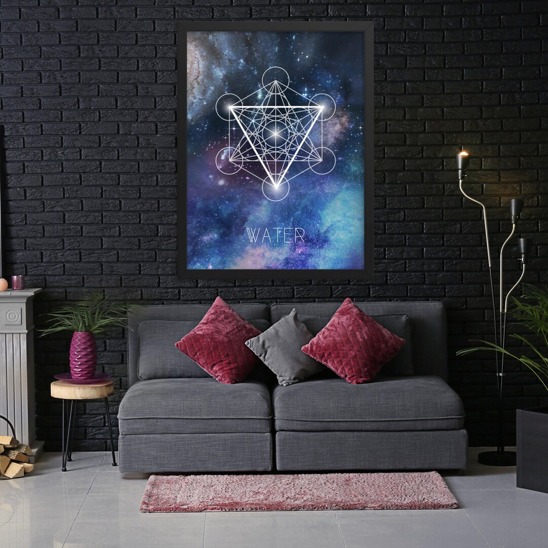 Water Element in Metatron's Cube Poster, Alchemy Symbols, Sacred ...