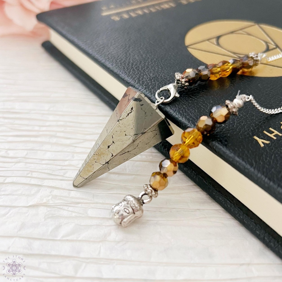 Pyrite Pendulum: Hexagonal 6 Sided Crystal Gemstone With Buddha Charm ...