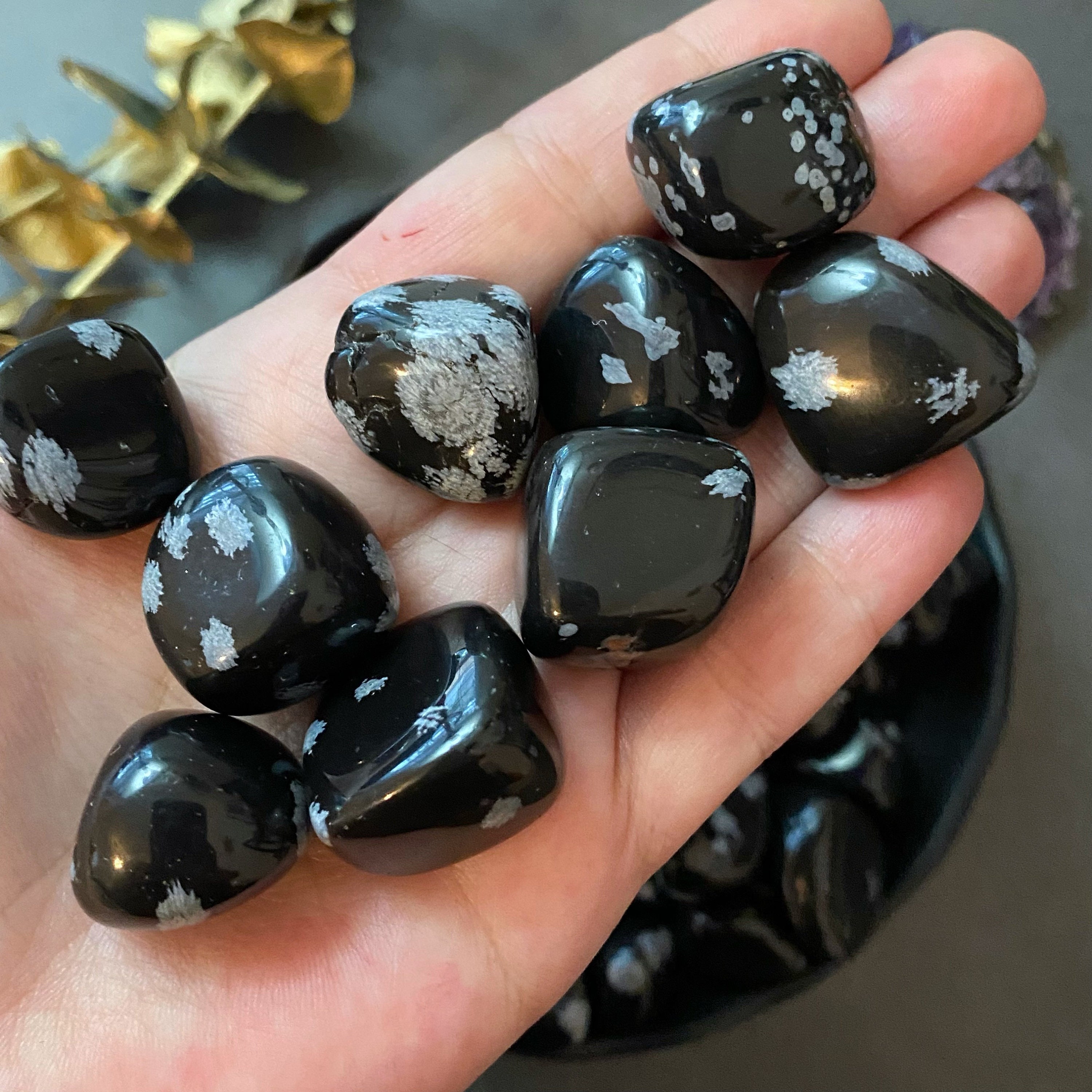 Snowflake Obsidian Tumbled Stones Snowflake Obsidian Stone | Etsy