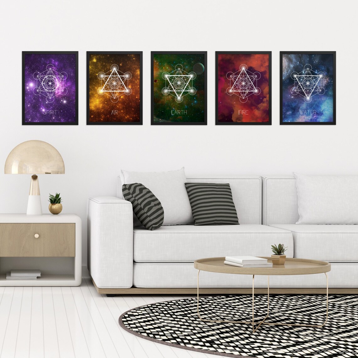 Water Element in Metatron's Cube Poster, Alchemy Symbols, Sacred ...
