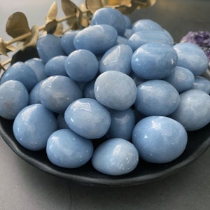 Angelite Tumbled Stones Polished Angelite Crystal Blue Anhydrite ...