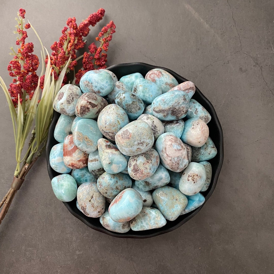 Larimar Tumbled Stones | Polished Tumbled Larimar Crystal Gemstones ...