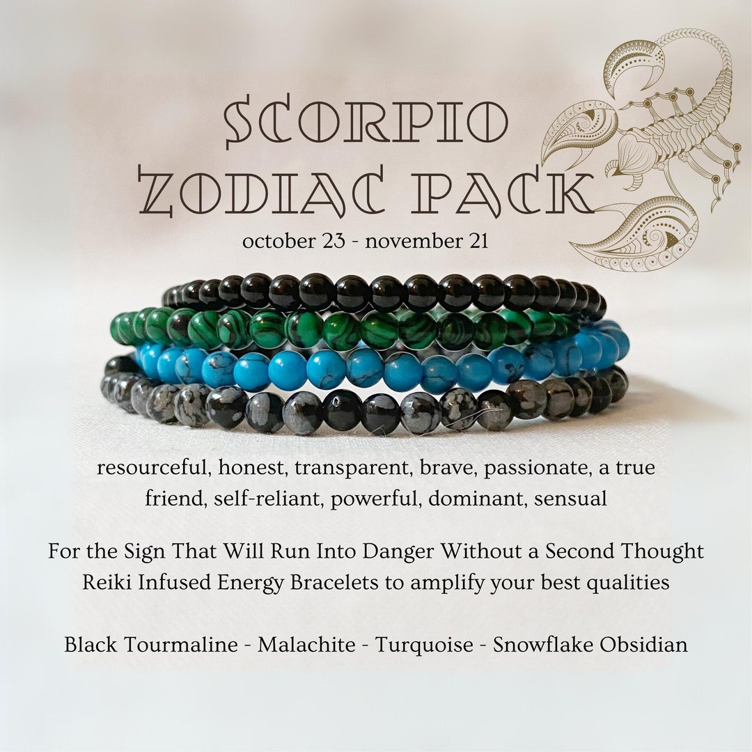 Scorpio Bracelet Set, Scorpio Crystal Beaded Bracelets, Scorpio Crystal ...