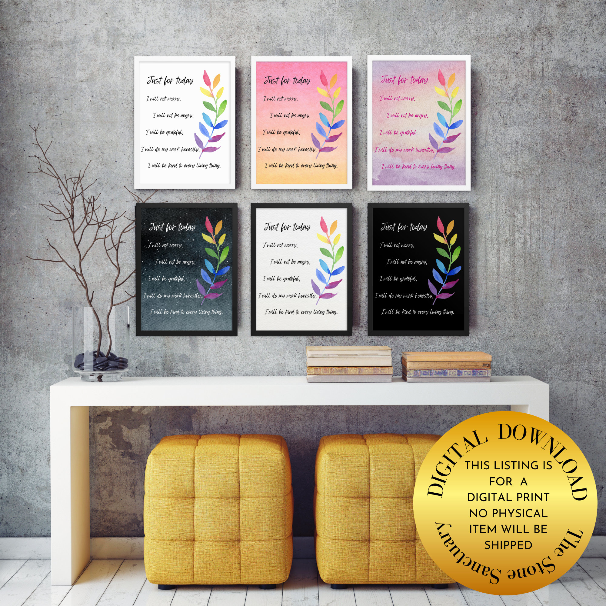 Just for Today Reiki Principles Wall Art Printable Poster 5 - Etsy