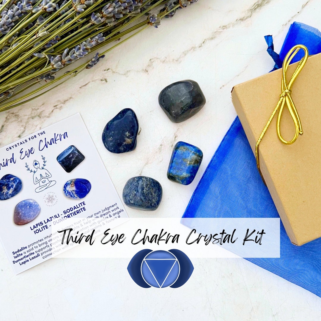 Third Eye Chakra Crystal Set | Tumbled Stone Kit for Third Eye Chakra ...
