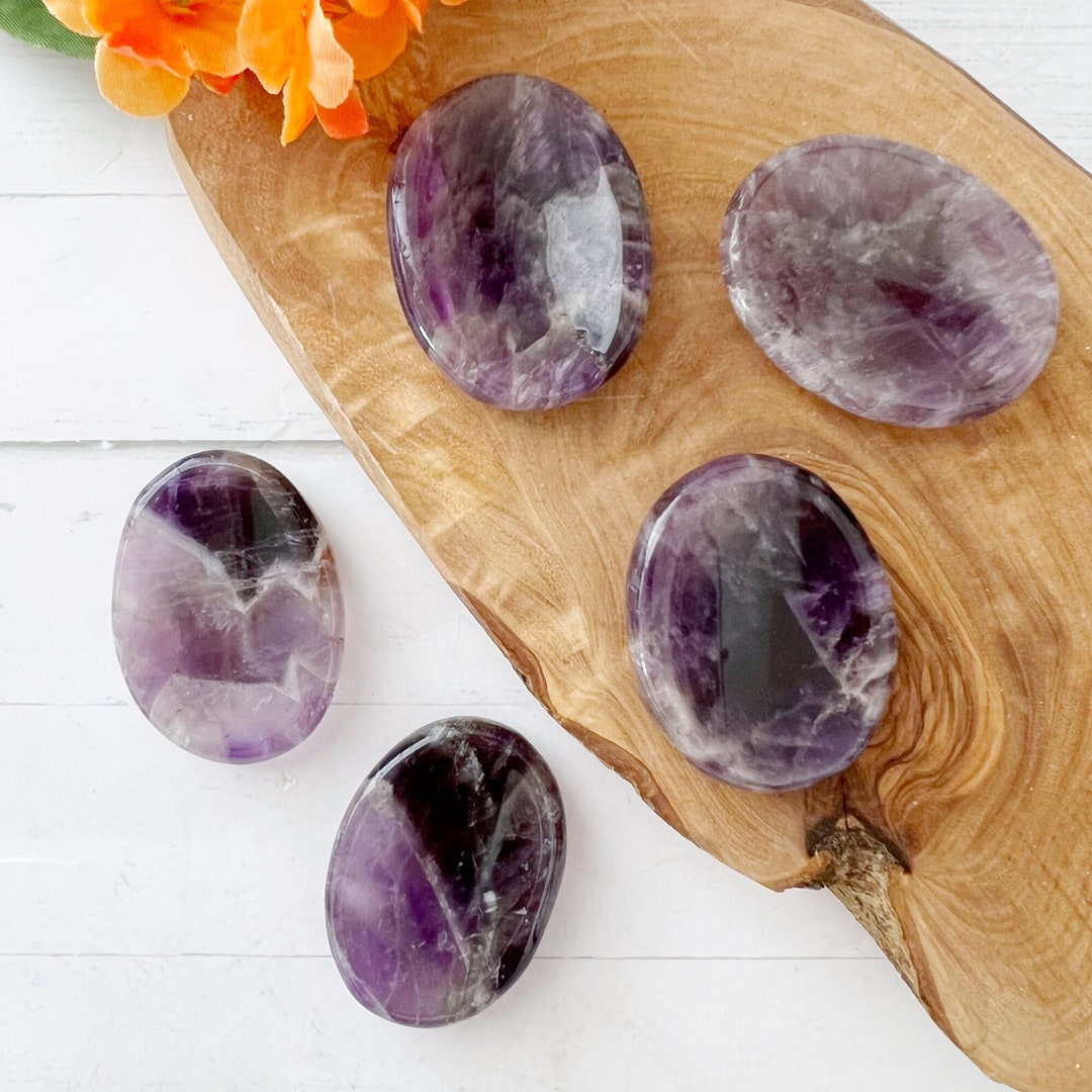 Amethyst Worry Stone: Polished Oval Crystal Gemstone Thumb Stone for ...