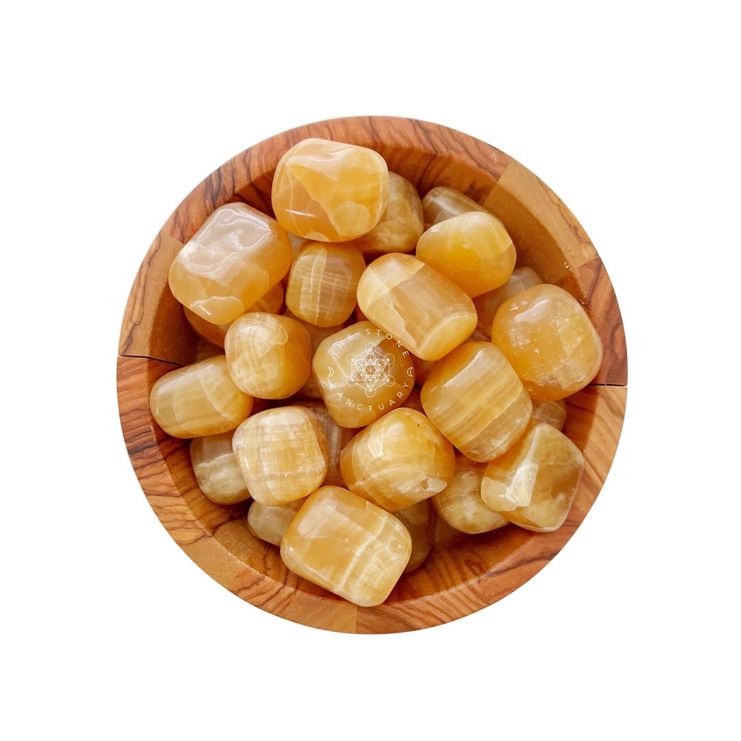 Honey Calcite Tumbled Stones | Polished Dark Yellow Honey Calcite ...