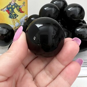 Obsidian Crystal Ball | 40mm Black Obsidian Crystal Sphere, Orb ...