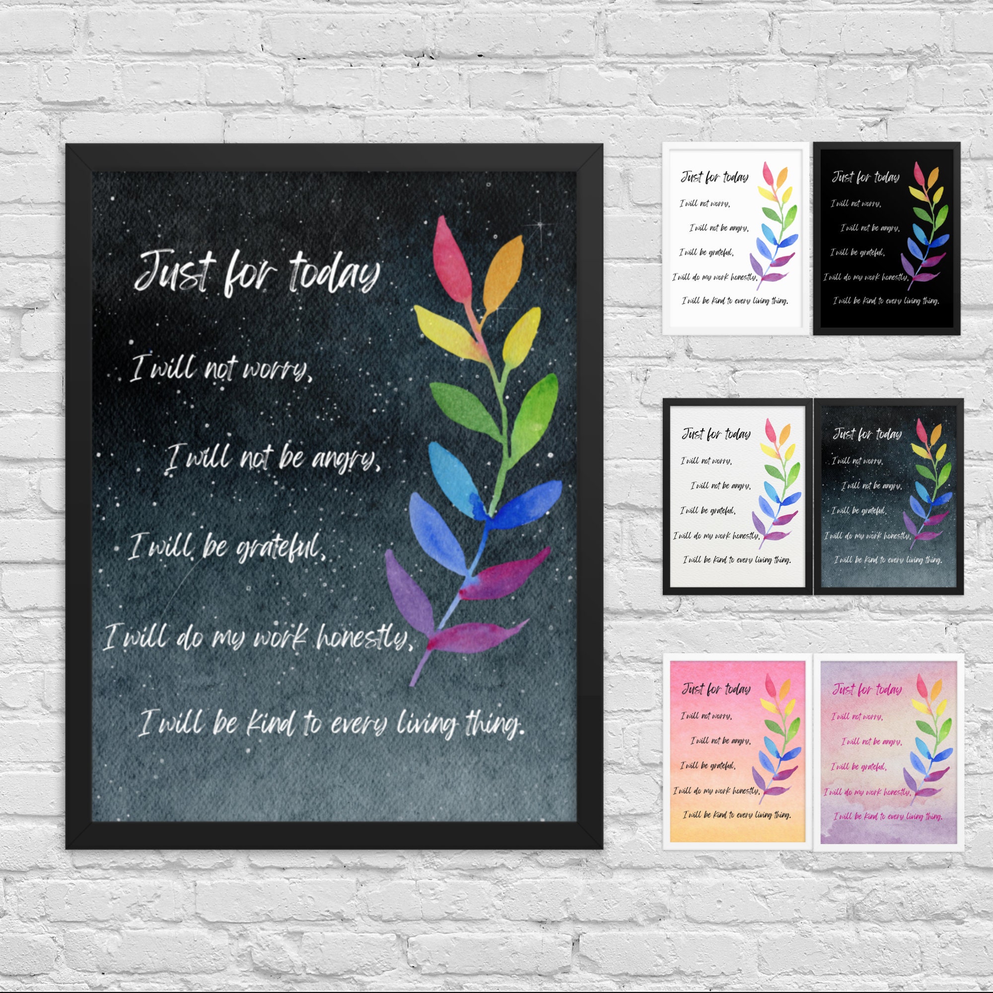 Just for Today Reiki Principles Wall Art Printable Poster 5 - Etsy
