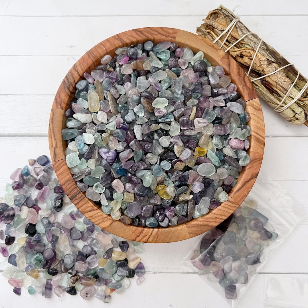 Rainbow Fluorite Crystal Chips | Mini Rainbow Fluorite Roller Ball Crystal Gemstone Chips for ...