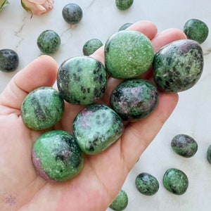Ruby Zoisite Tumbled Stones | Polished Ruby Zoisite (anyolite) Crystal Gemstones | Shop Green ...
