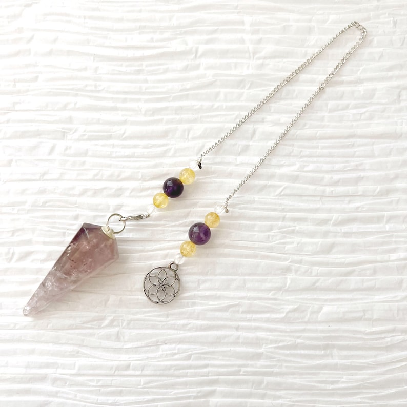 Super Seven Pendulum | Hexagonal 6-sided Super 7 Crystal Pendulum W ...