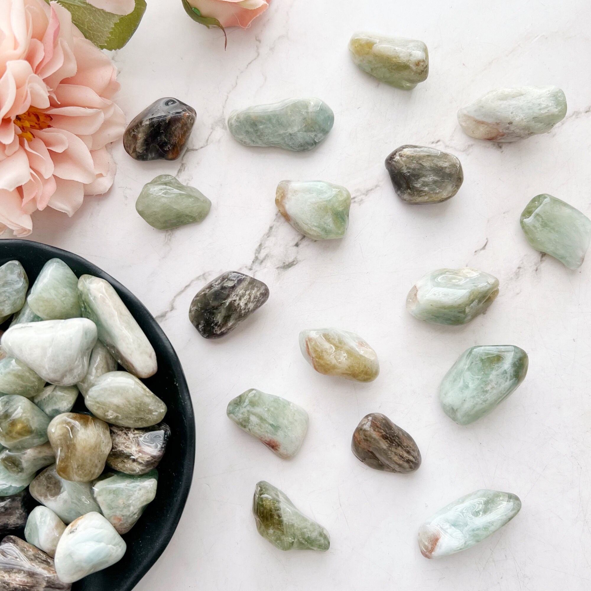 Prasiolite Tumbled Stones | Polished Vermarine Gemstones | Greened ...