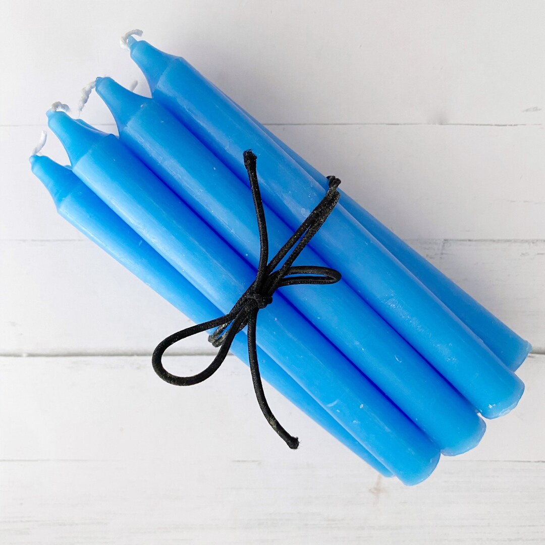 5 Light Blue Unscented Spell Candles, Aqua Blue Witch Chime Candles for ...