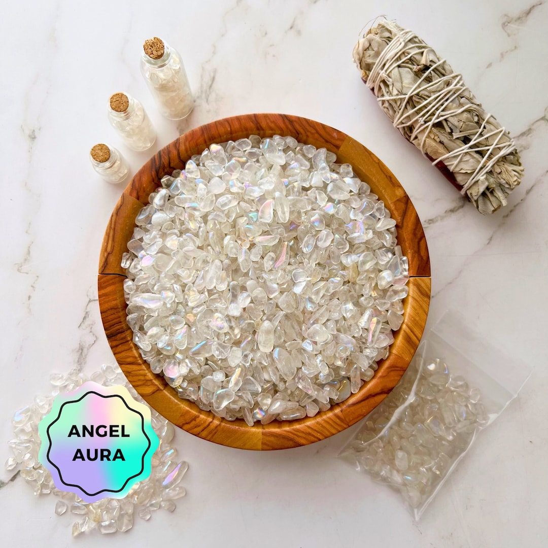 Angel Aura Quartz Chips | Polished Mini Angel Aura Quartz Gemstone ...