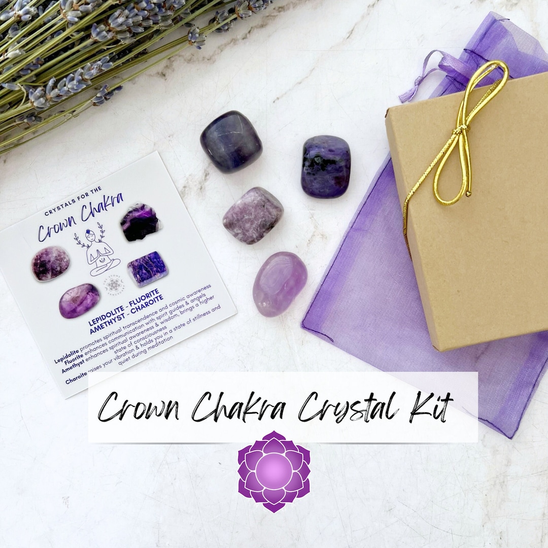 Crown Chakra Crystal Set | Tumbled Stone Kit for Crown Chakra Opening ...