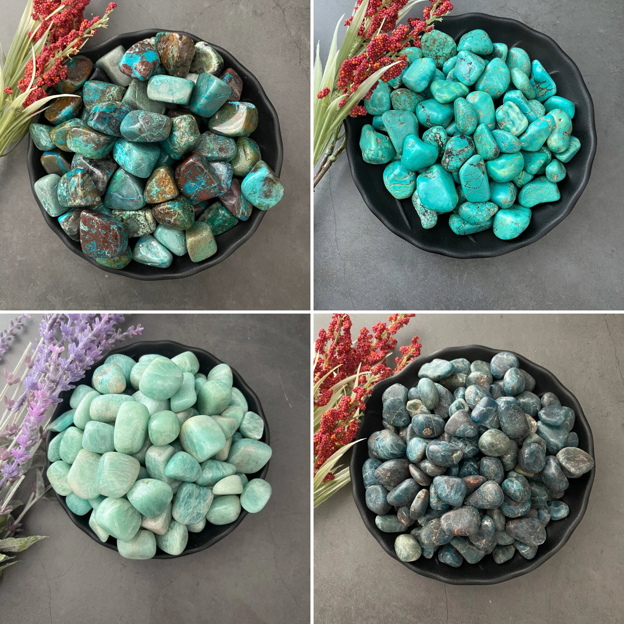 Throat Chakra Crystal Set | Tumbled Stone Kit for Throat Chakra | Aqua ...