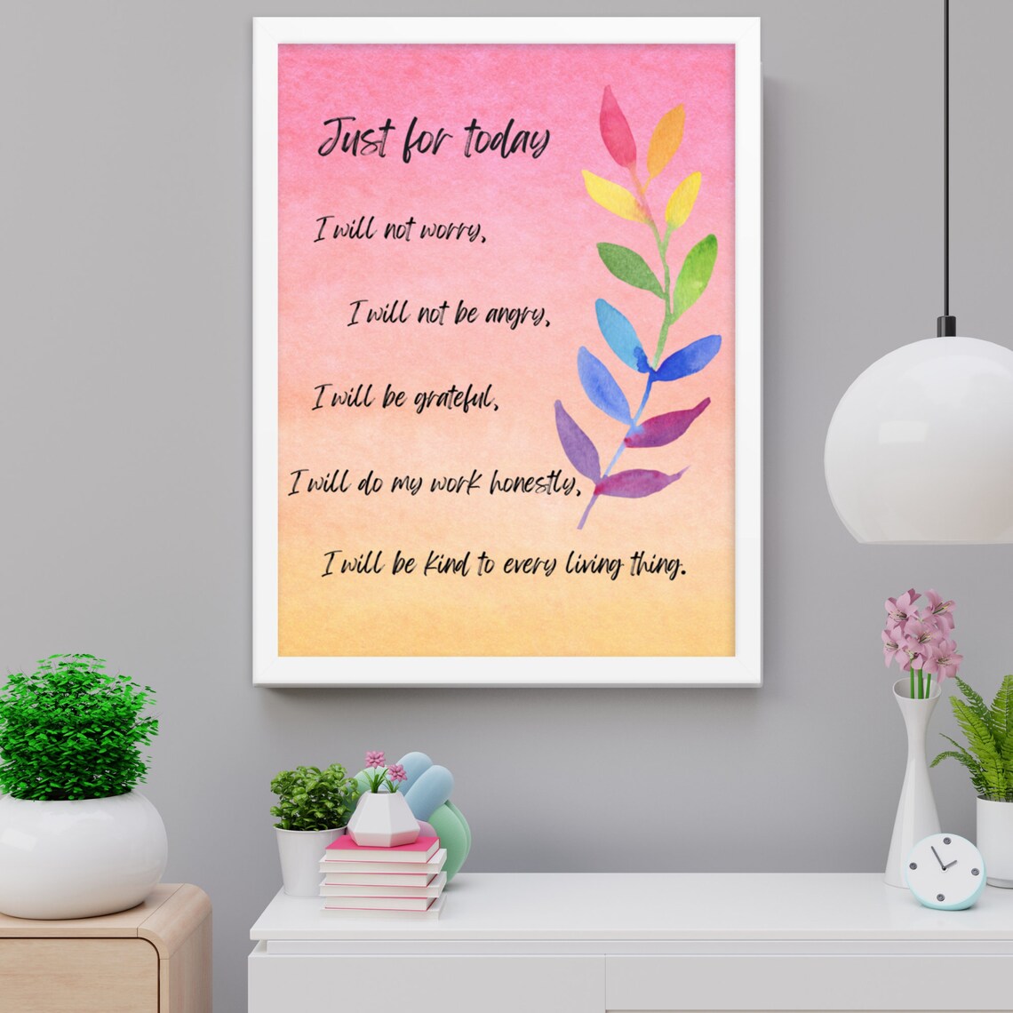 Just for Today Reiki Principles Wall Art Printable Poster | 5 Reiki ...