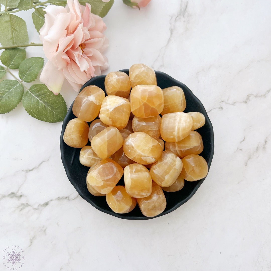 Honey Calcite Tumbled Stones | Polished Dark Yellow Honey Calcite ...