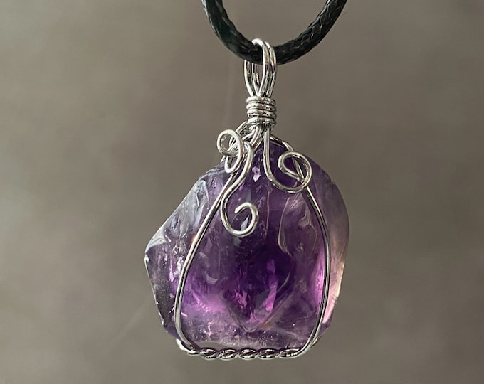 Amethyst Crystal Necklace | Wire Wrapped Amethyst Crystal Pendant | 1. ...