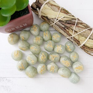 Aquamarine Runes | Aquamarine Rune Set | Set of 25 Aquamarine Elder ...