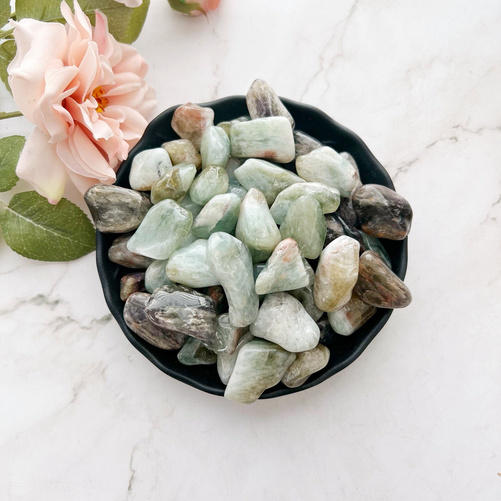Prasiolite Tumbled Stones | Polished Vermarine Gemstones | Greened ...