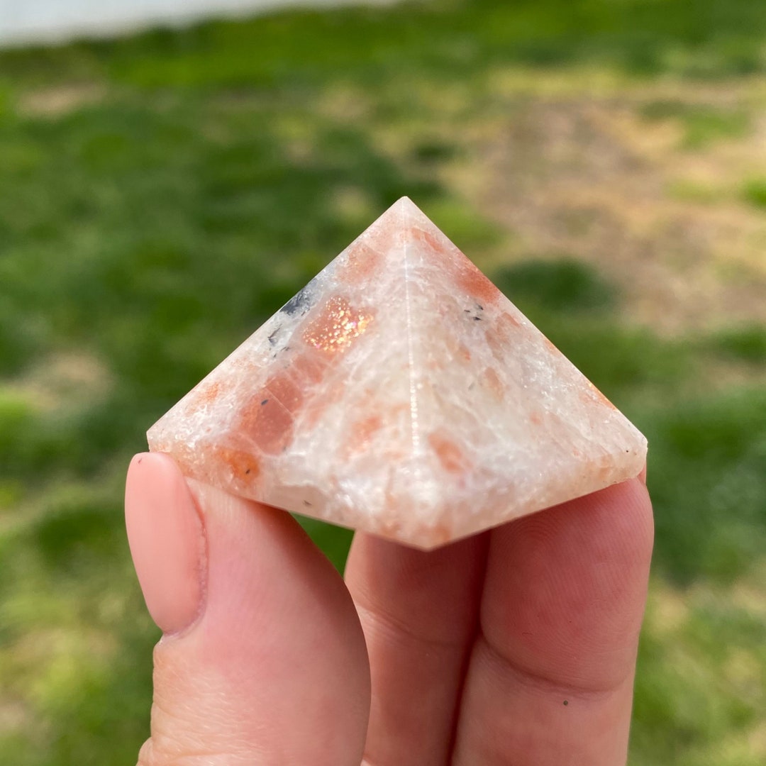 1" Mini Sunstone Crystal Pyramid | Small Natural Sunstone Pyramid for ...