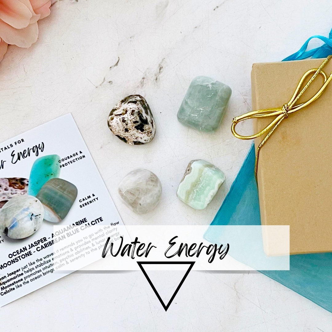 Water Energy Crystal Kit: Set of 4 Tumbled Stones, Aquamarine ...