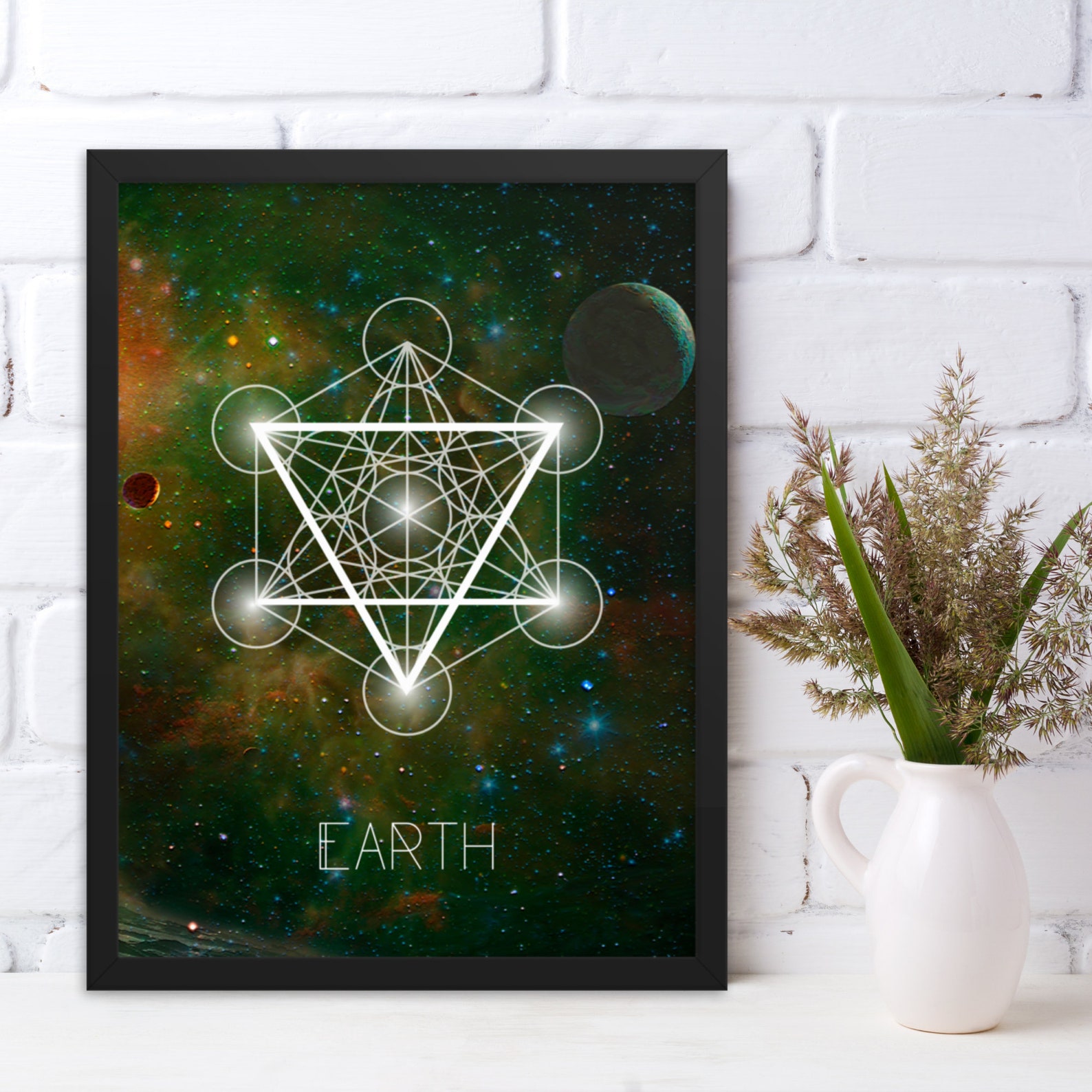 Earth Element in Metatron's Cube Poster, Alchemy Symbols, Sacred ...