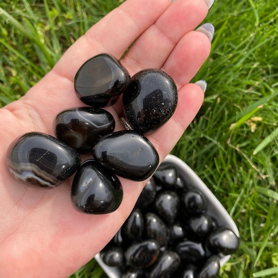 Black Onyx Tumbled Stones Polished Black Onyx Gemstones Shop Metaphysical Crystals for Root Chakra Etsy