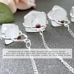 Raw Apophyllite Pendulum With Garnet Accent & Silver Sun-moon Embrace | Crystal Dowsing Pendulum ...