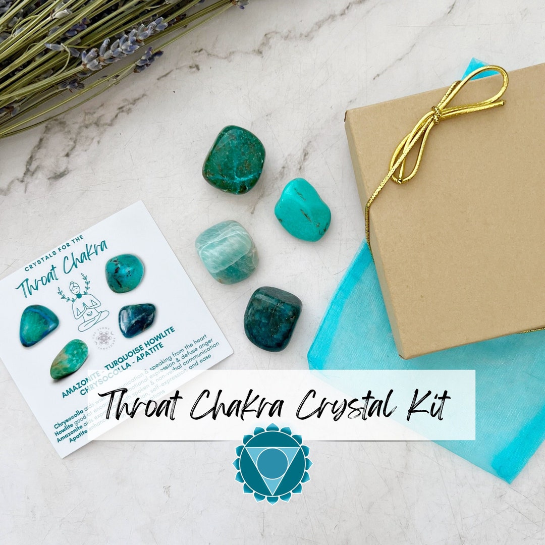 Throat Chakra Crystal Set | Tumbled Stone Kit for Throat Chakra | Aqua ...