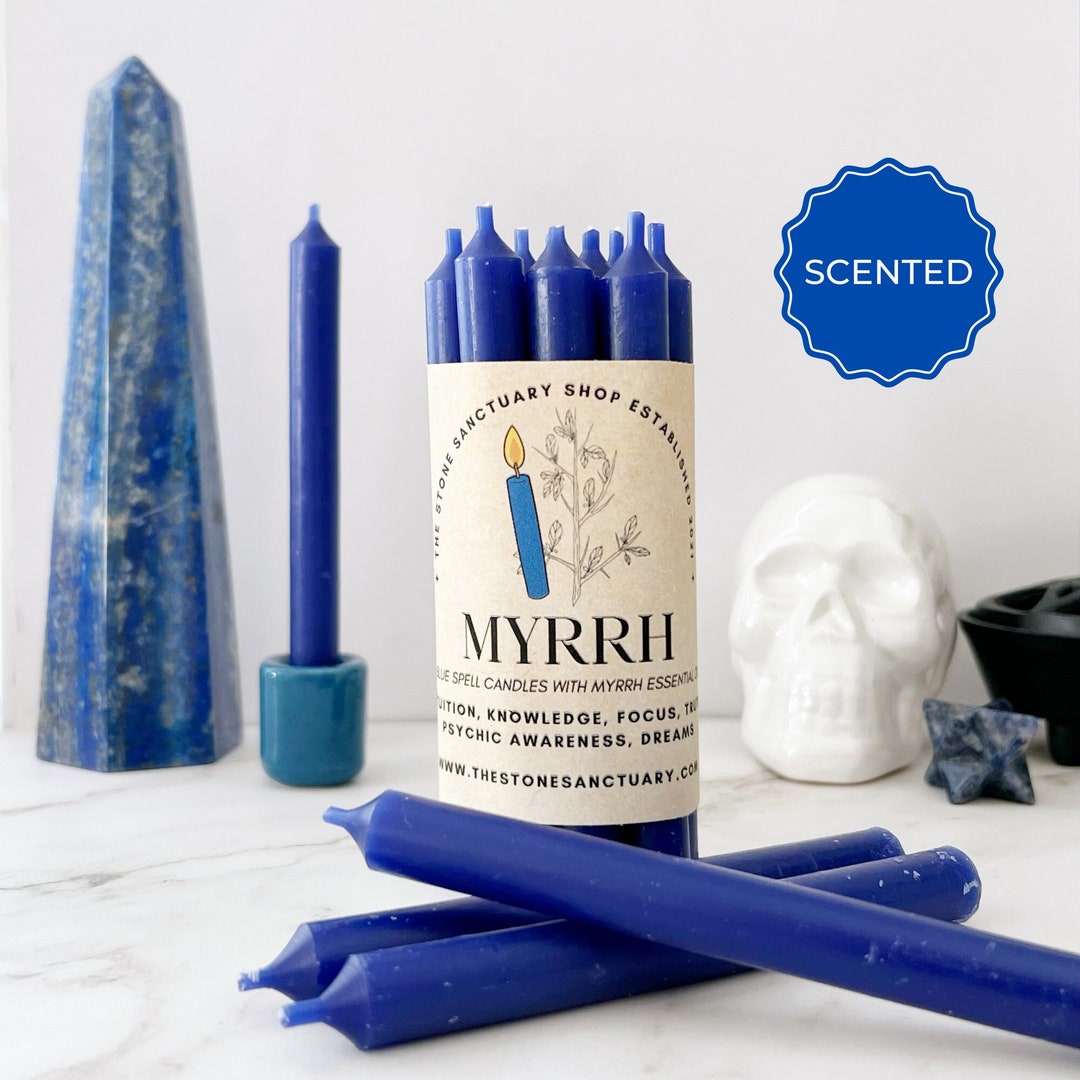 Myrrh Blue Spell Candles, 5" Blue Chime Candles, Witch Candles, Ritual ...