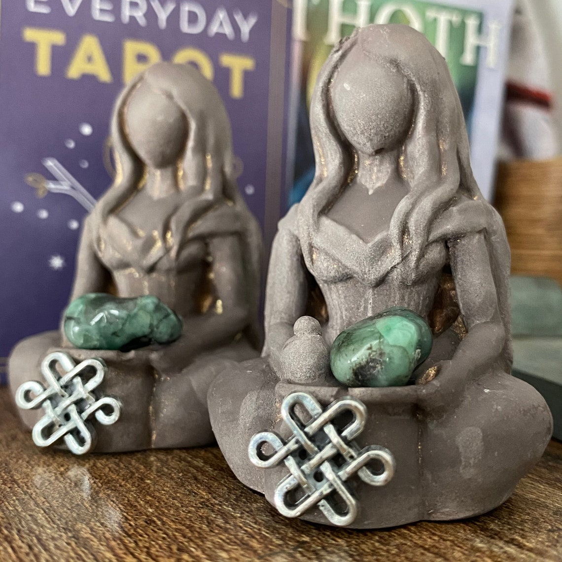 Cerridwen Goddess Statue W/ Emerald Stone, Goddess Totem Altar Figurine ...