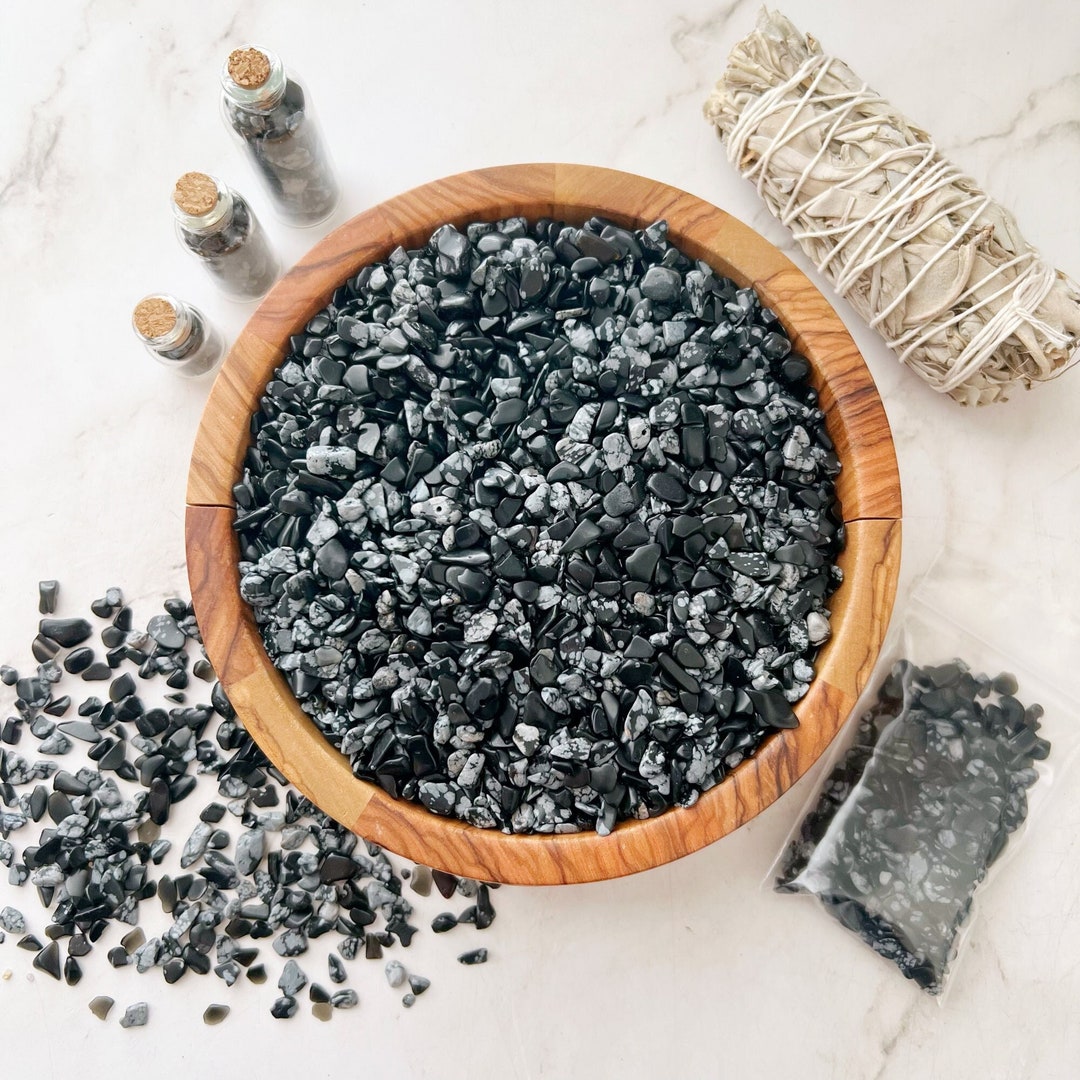 Snowflake Obsidian Chips | Polished Mini Snowflake Obsidian Roller Ball ...