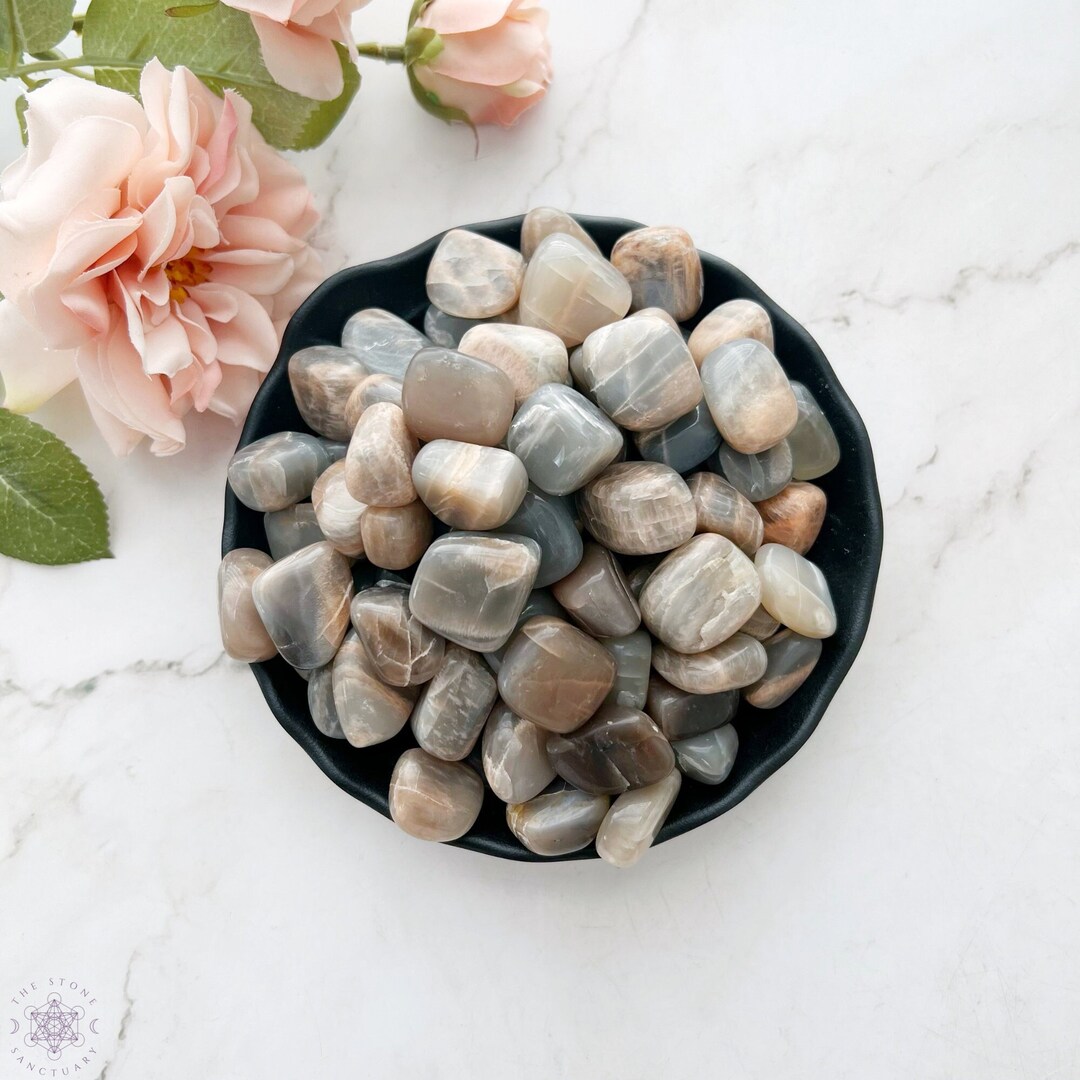 Black Moonstone Tumbled Stones | Polished Black Moonstone Crystal ...