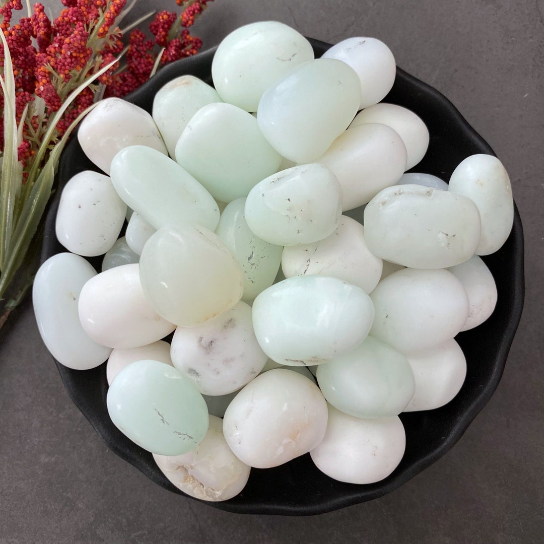 White Jade Tumbled Stones | Polished Nephrite White Jade Crystal ...