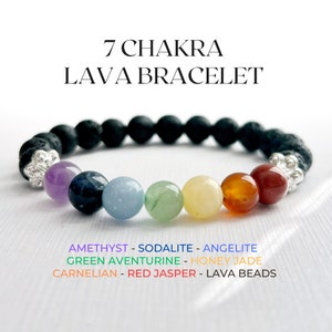 7 Chakra Stone & Lava Rock Beaded Bracelet 8mm Chakra - Etsy