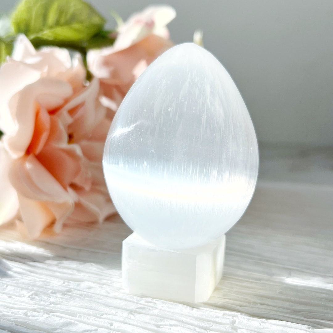 2.5" Selenite Egg, Round Selenite Crystal Egg, Polished Tumbled ...