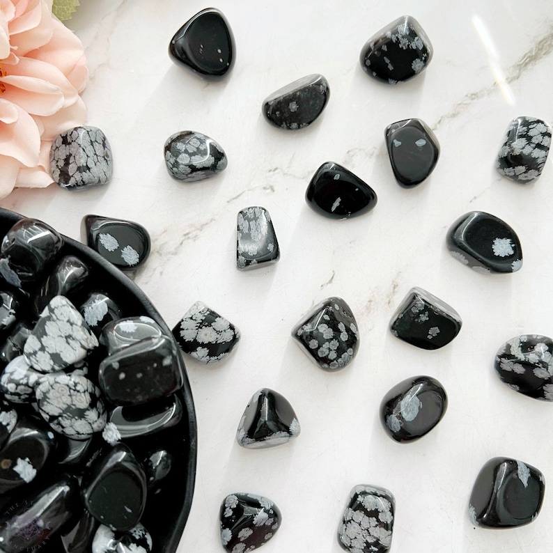 Snowflake Obsidian Tumbled Stones | Polished Black Snowflake Obsidian ...