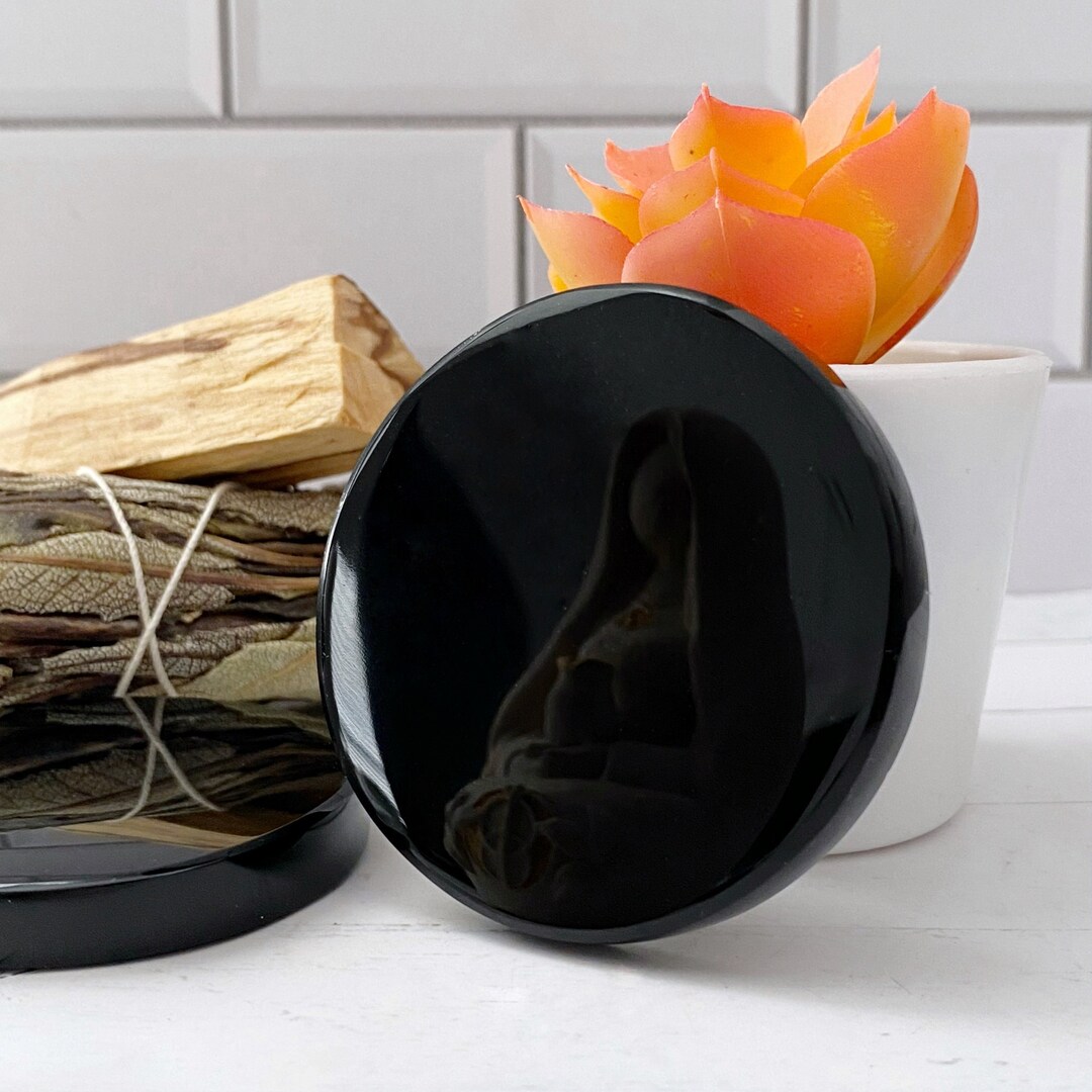 Obsidian Scrying Mirror | 2" Black Obsidian Mirror | Magic Mirror ...