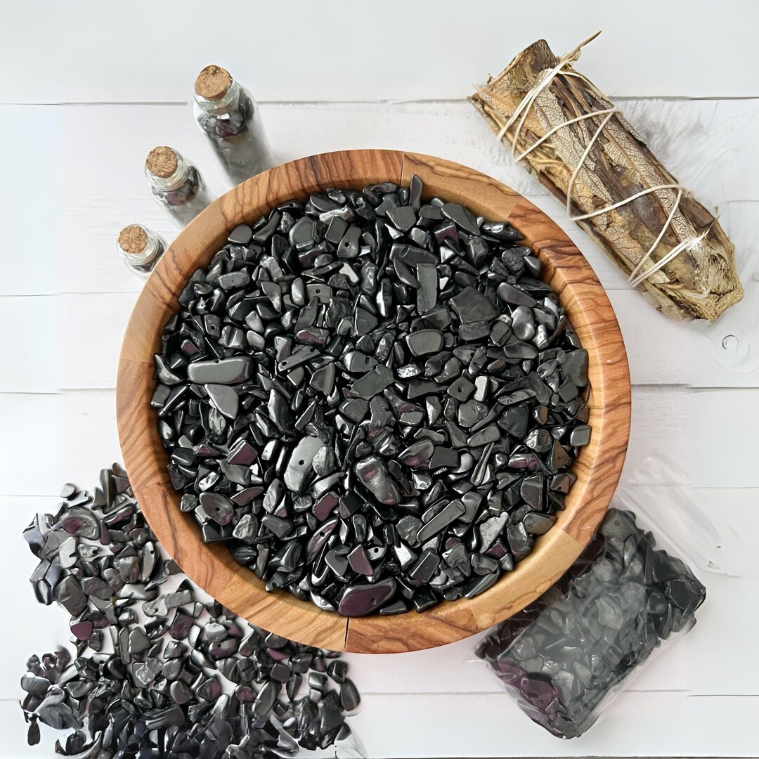Shungite Crystal Chips | Mini Natural Black Shungite Roller Ball ...