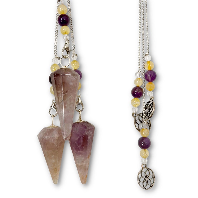 Super Seven Pendulum | Hexagonal 6-sided Super 7 Crystal Pendulum W ...