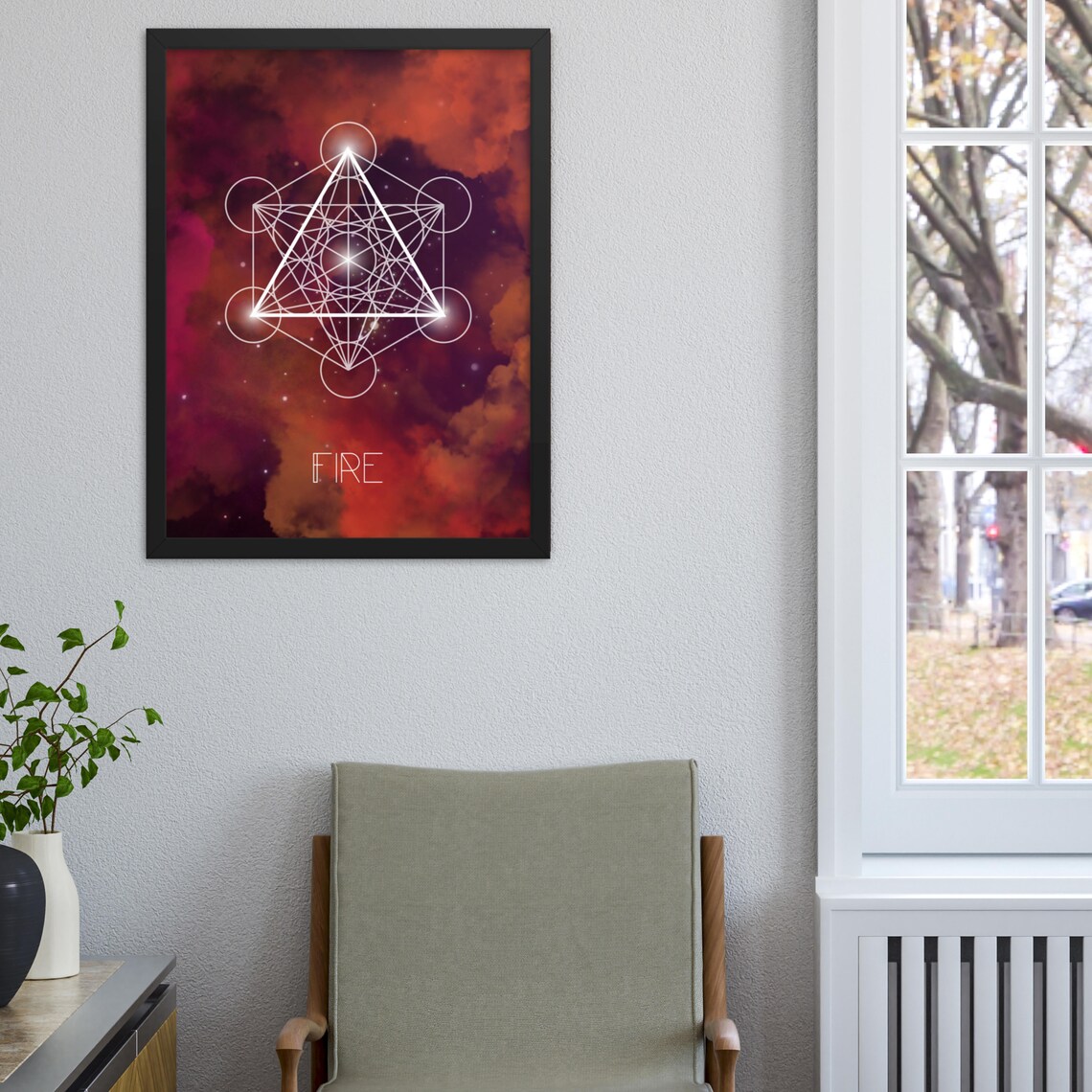 Fire Element in Metatron's Cube Poster Alchemy Symbols | Etsy