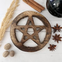 Wood Carved Pentagram - Etsy