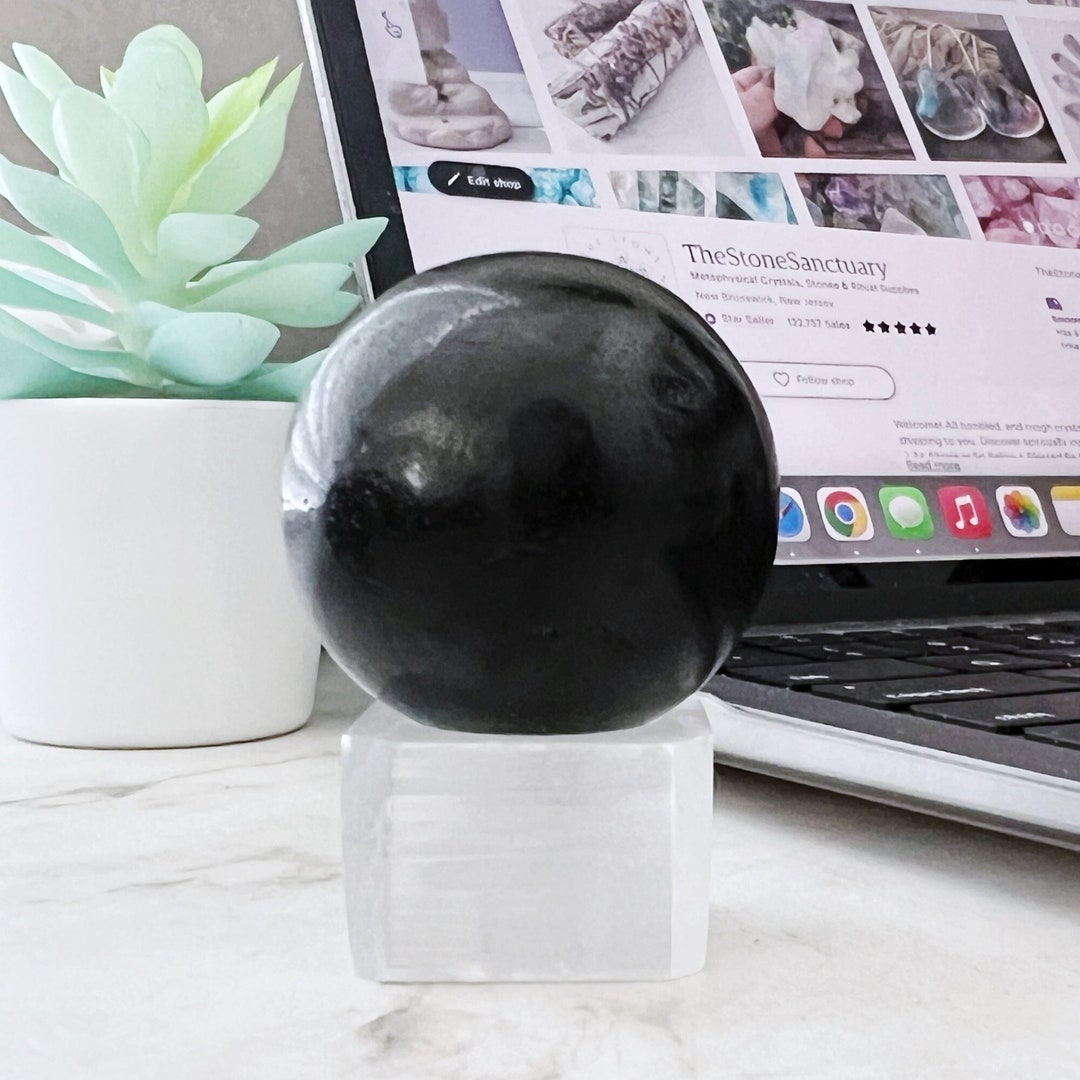 Shungite Crystal Ball | 40mm Black Shungite Crystal Sphere, Orb ...