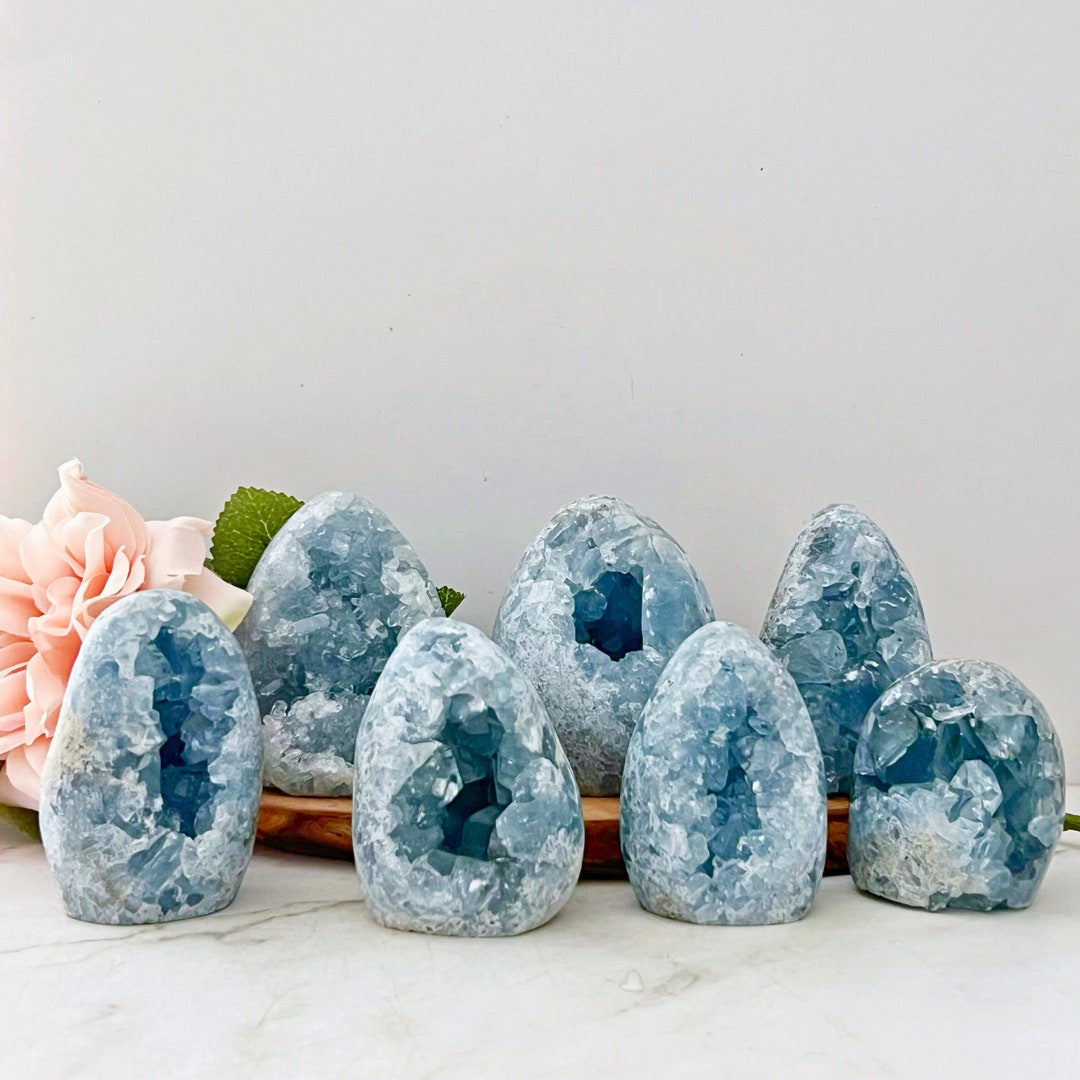 Self-standing Celestite Cluster Geode Eggs | Small Raw Natural ...